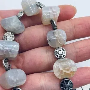 Vintage | Jewelry | Polished Agate Rounded Square Shaped Stone Bead ...